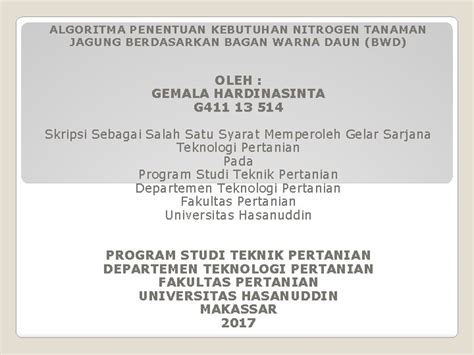 ALGORITMA PENENTUAN KEBUTUHAN NITROGEN TANAMAN JAGUNG BERDASARKAN BAGAN