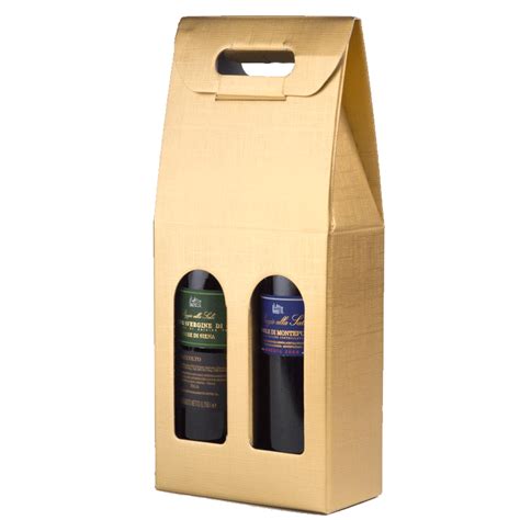 Double Wine Bottle Box Gold Silk Effect