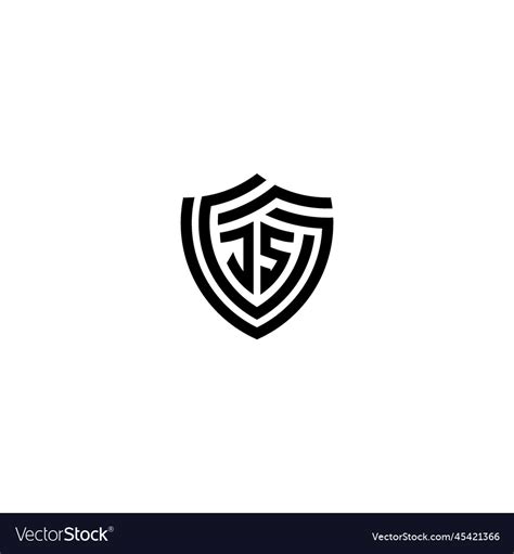 Sj Geometric Line Shield Logo Initial Concept Vector Image