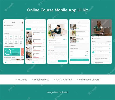 Premium Psd Online Course Mobile App Ui Kit