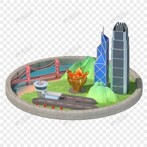 C4d立体香港城市旅游场景元素素材下载 正版素材402465200 摄图网