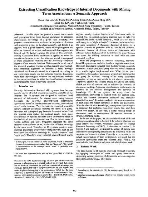 Pdf Extracting Classification Knowledge Of Internet Documents With Mining Term Associations A