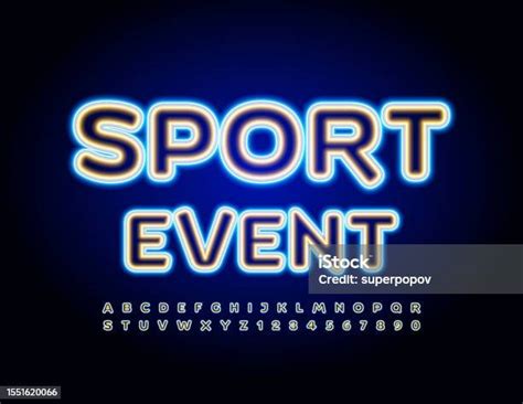 벡터 빛나는 포스터 네온 알파벳 문자와 숫자가 설정된 스포츠 이벤트 겨울 스포츠에 대한 스톡 벡터 아트 및 기타 이미지 겨울 스포츠 경기 스포츠 경쟁 Istock