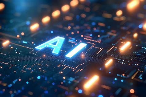 Premium Photo Word Ai Artificial Intelligence Circuit Board With Blue And Orange Glow