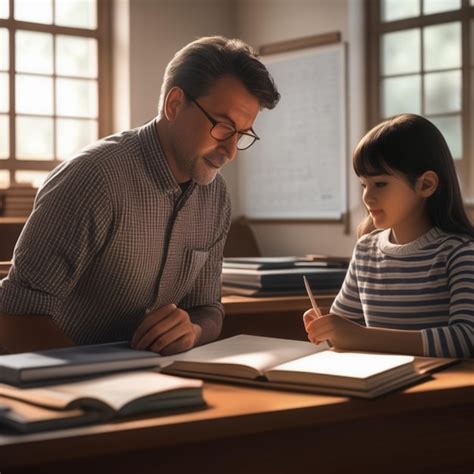 Premium PSD A Man And A Girl Are Writing In A Notebook