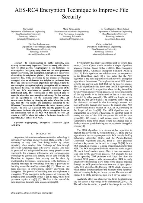 Pdf Aes Rc4 Encryption Technique To Improve File Security