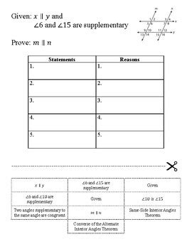 Proving Lines Parallel Cut Glue Activity Geometry Proof Activity