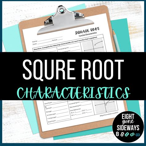 Square Root Function Characteristics Worksheet Classful