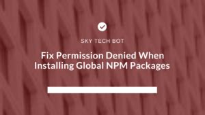 Fix Permission Denied When Installing Global NPM Packages