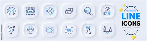 Poster Analytics Genders And Quick Tips Line Icons For Web App