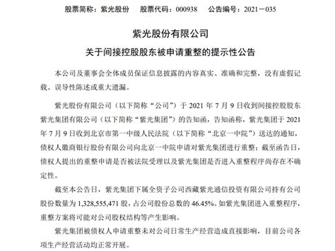 大消息！千亿半导体巨头被申请破产重整，或能浴火重生？旗下公司股价狂飙多时紫光集团