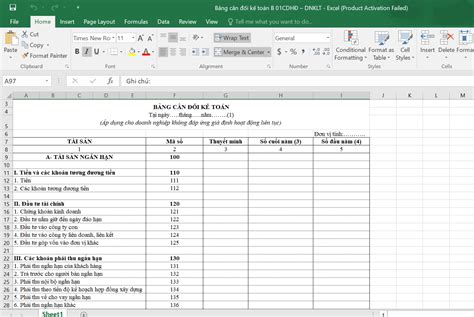 Mẫu Bảng Cân đối Kế Toán Theo Thông Tư 200 Excel Mới Nhất