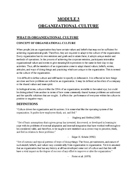 Organizational Culture MODULE 3 ORGANIZATIONAL CULTURE WHAT IS