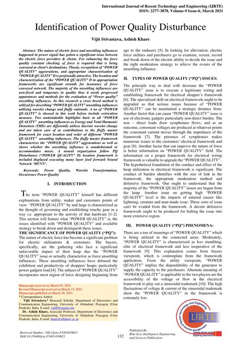 Pdf Identification Of Power Quality Disturbance