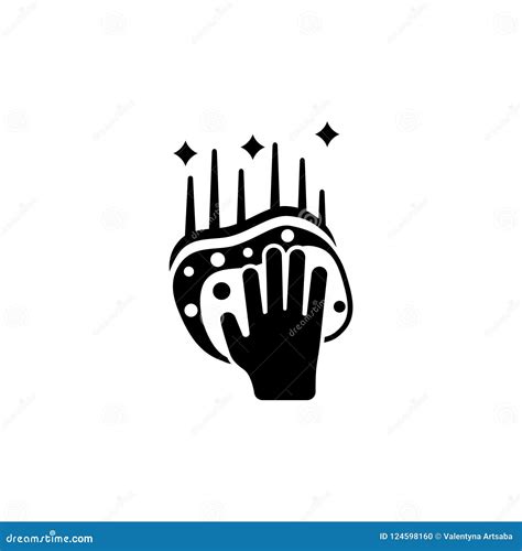 Hand Holding Sponge Scrubbing Surface Flat Vector Icon Stock Vector