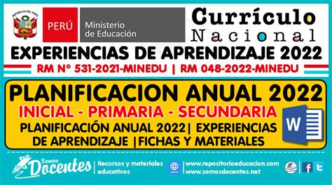 PLANIFICACIÓN CURRICULAR 2022: PLANIFICACIÓN ANUAL, EXPERIENCIAS DE APRENDIZAJES, ACTIVIDADES Y ...