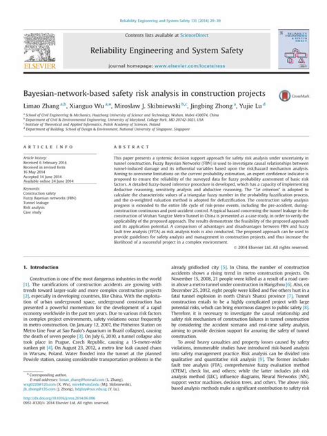 pdf bayesian network based safety risk analysis in construction