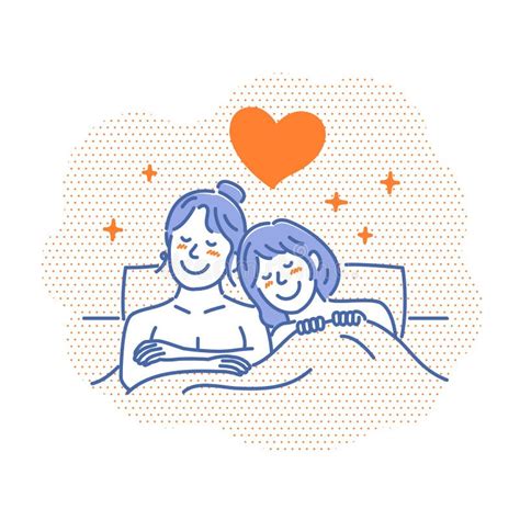 Ilustração Vetorial De Um Casal Lésbico Que Se Abateu Na Cama Lgbtq