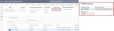 References To Original Invoices In Credit Notes Finance Dynamics