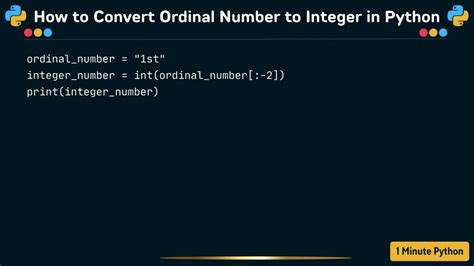 how to convert ordinal number to integer in python youtube