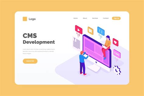 Free Vector Isometric Cms Development Concept