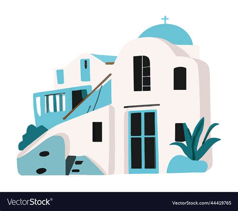 Santorini Island Greece Flat Royalty Free Vector Image
