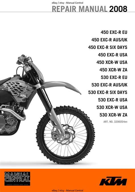 Ktm 2008 450 530 Exc R Six Days Xcr W Eu Uk Usa Za Workshop