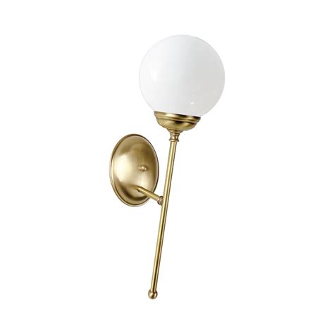 Contemporary Brass Wall Lamp White Glass Globe Ghidini 1849