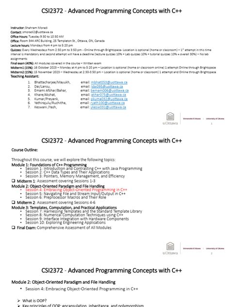 Lecture Notes 05 Csi2372 Advanced Programming Concepts With C Pdf Inheritance Object