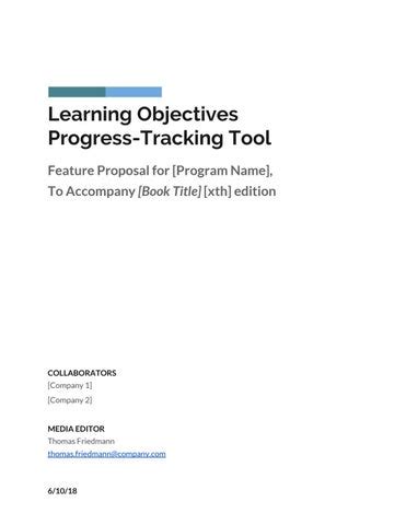 Learning Objectives Progress Tracking Tool By Tom Friedmann Issuu