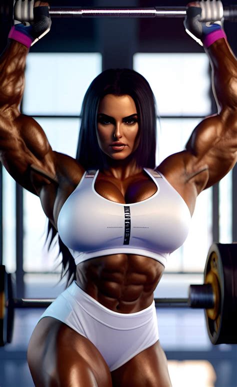 Muscular Abigail Ratchford In White Workout Gear By Aigeneratedmuscle