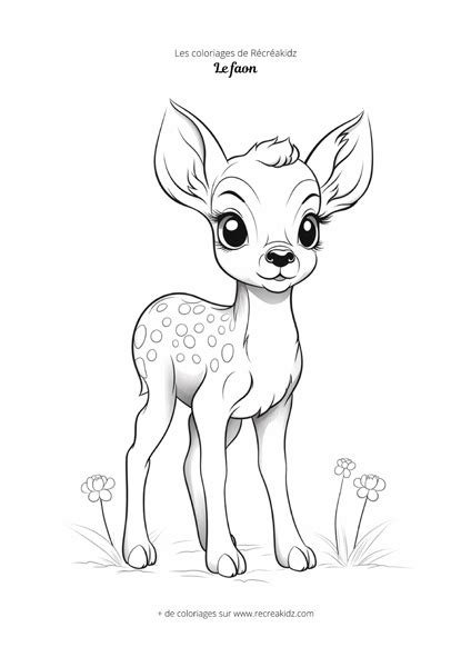 Coloriage faon à imprimer en PDF Dessin de faon à colorier gratuit