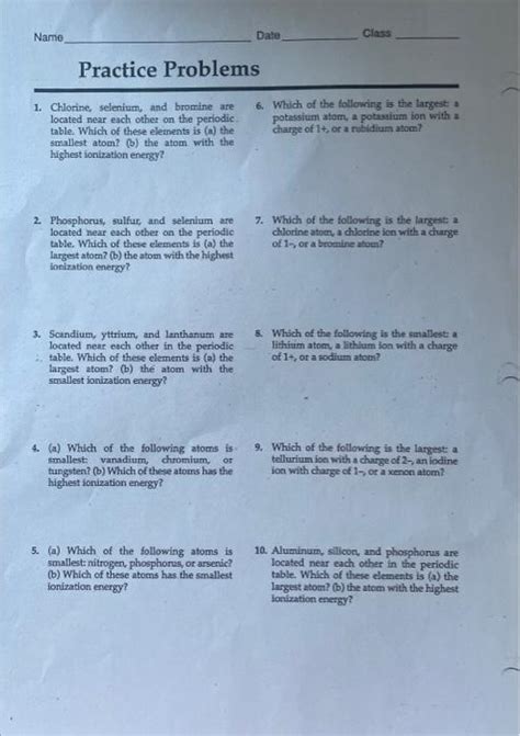 Solved Name Date Class Practice Problems 1 Chlorine