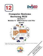 CSS G12 Module 5 Q1 Pdf 12 Computer Systems Servicing NCII Quarter 1