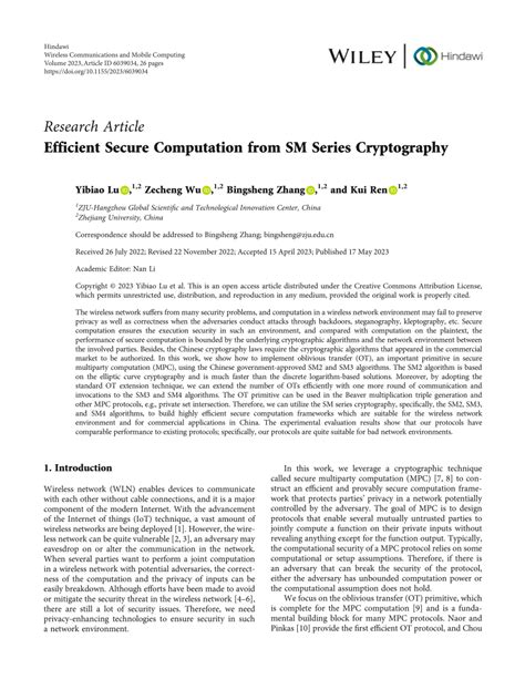 Pdf Efficient Secure Computation From Sm Series Cryptography