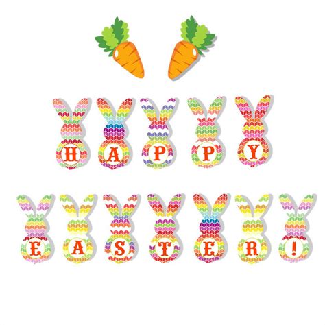 Easter Party Bunting Cartoon Bunny Pull Flag Easte Grandado