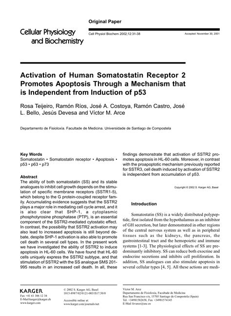 Pdf Activation Of Human Somatostatin Receptor 2 Promotes Apoptosis