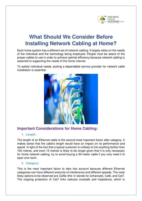 ppt what should we consider before installing network cabling at home
