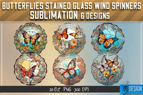 Butterflies Stained Glass Wind Spinners Graphic By Flydesignsvg · Creative Fabrica