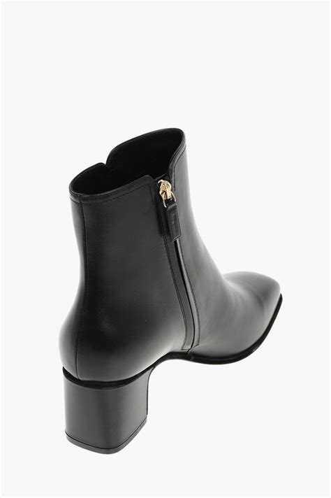 Salvatore Ferragamo Leather Cassaro Squared Toe Ankle Boots With
