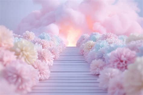 A Floating Bridge Crafted From Rainbow Colored Flowers Appears Amid
