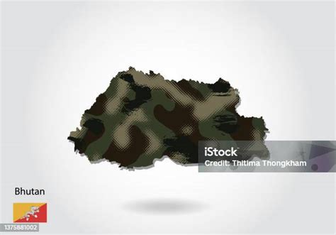위장 패턴 숲 녹색 질감이있는 부탄지도지도 군대 군인 전쟁에 대한 군사 개념 팔 깃발의 코트 개념에 대한 스톡 벡터 아트 및