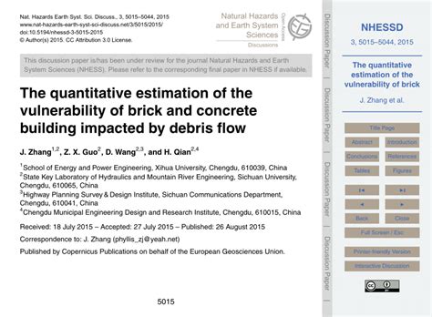 Pdf The Quantitative Estimation Of The Vulnerability Of Brick And