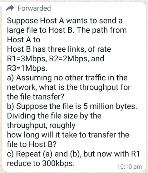 Solved Forwarded Suppose Host A Wants To Send A Large File