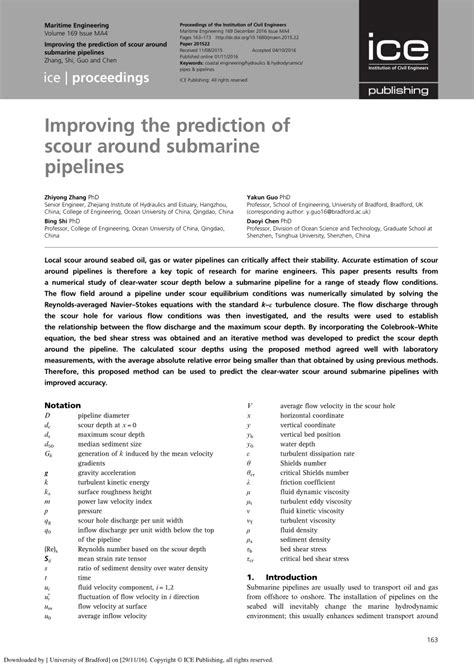 pdf improving the prediction of scour around submarine pipelines