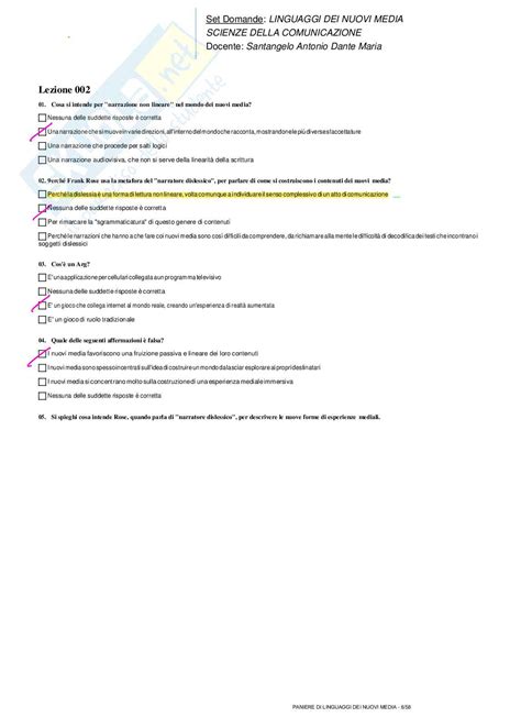 Paniere Nuovo Con Risposte Chiuse Corrette Multiple Di Linguaggi Dei
