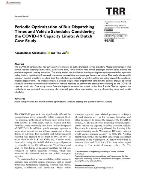Pdf Periodic Optimization Of Bus Dispatching Times And Vehicle