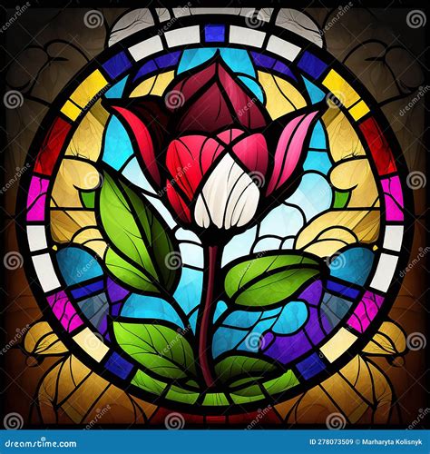 Stained Glass Colourful Simple Flower 1 Stock Illustration