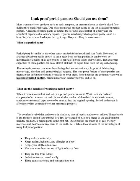 Ppt Leak Proof Period Panties Should You Use Them Powerpoint