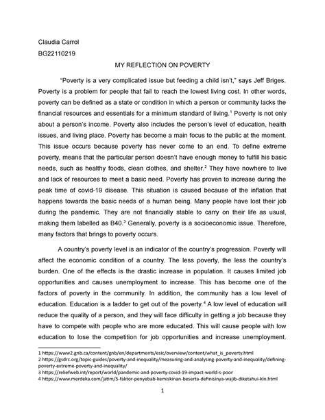 My Reflection On Poverty Claudia Carrol Bg My Reflection On Poverty